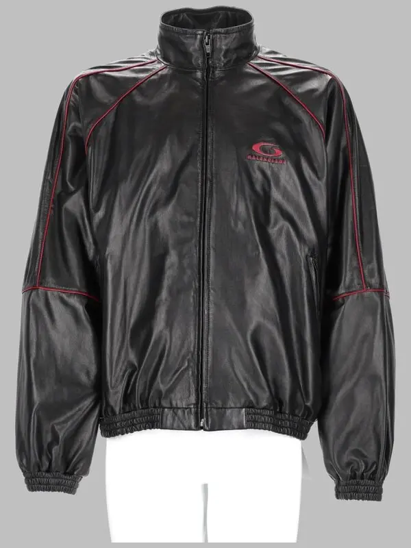 Balenciaga Leather Track Jacket - Black