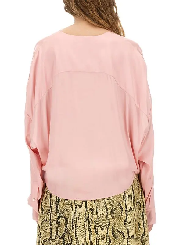 Dries Van Noten Draped Silk Blend Top - Pink
