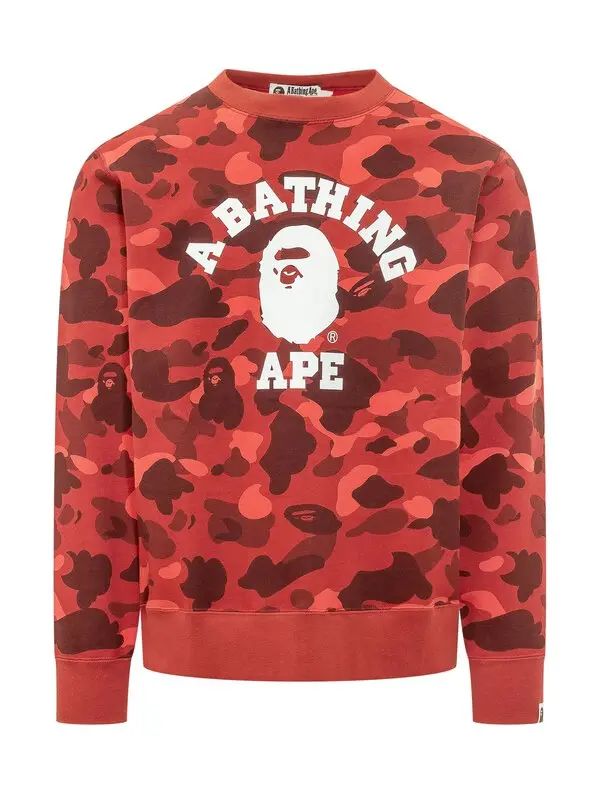 A BATHING APE Camouflage Graphic Sweatshirt - Red
