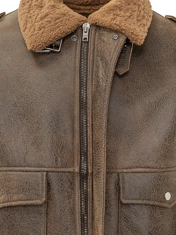 DFOUR Leather Bomber Jacket - Ma