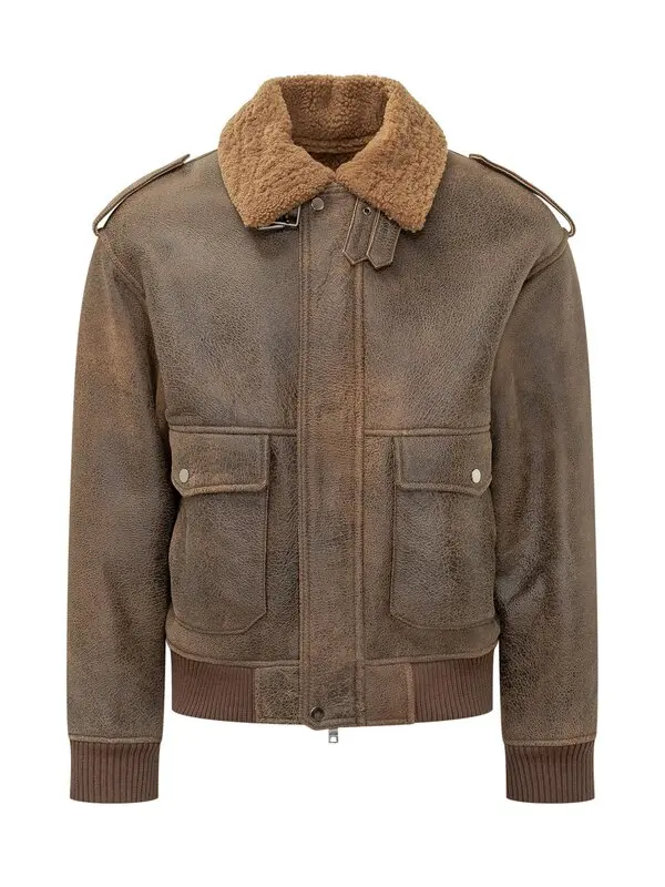 DFOUR Leather Bomber Jacket - Ma