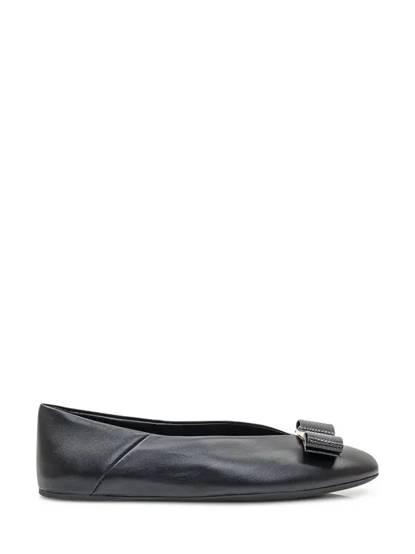 FERRAGAMO Leather Ballerina Flats