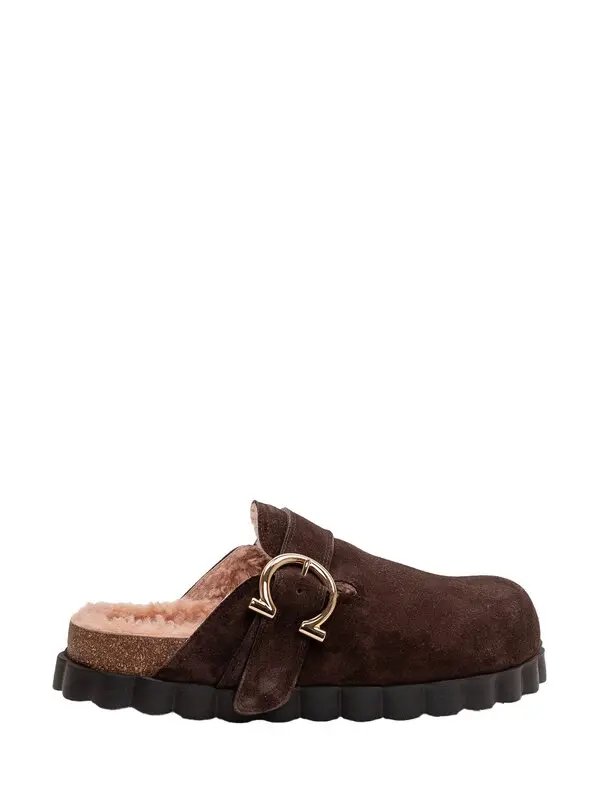 FERRAGAMO Leather Sabot Heels - Moro