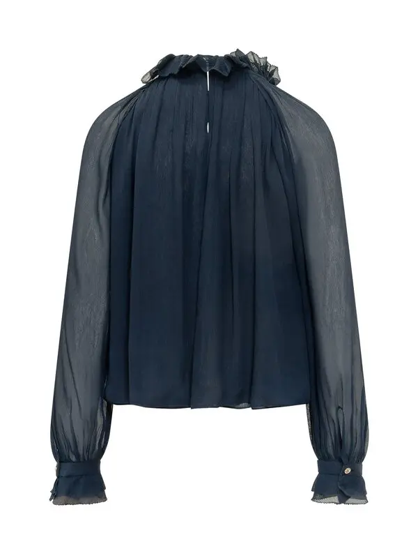 Alberta Ferretti Puff Sleeve Gathered Neck Shirt