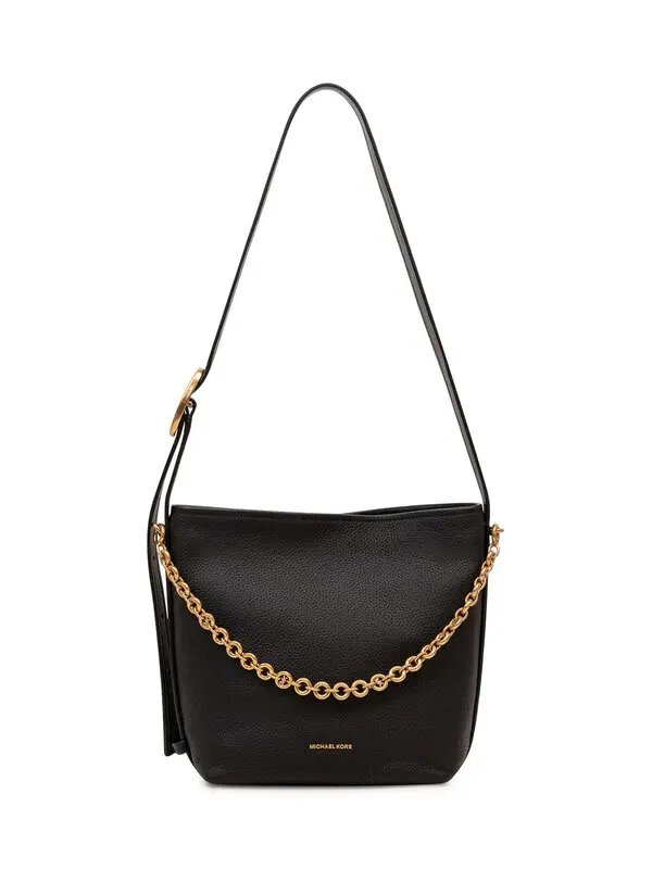 Michael Kors Saffiano Bucket Messenger Bag With Chain Strap - Black