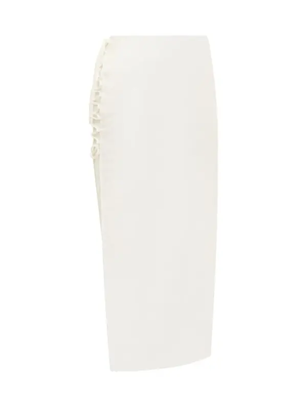 DE LA VALI Midi Skirt For Effortless Elegance - White