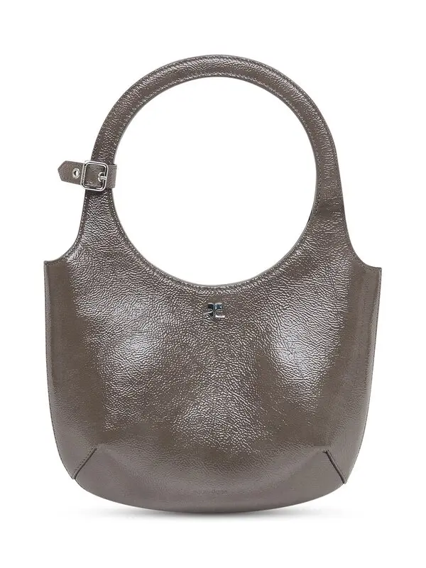 COURREGES Varnished Cow Leather Mini Shoulder Bag - Truffle