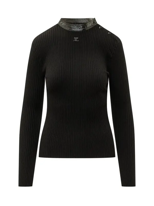 COURREGES Ribbed Knit Sweater - Black