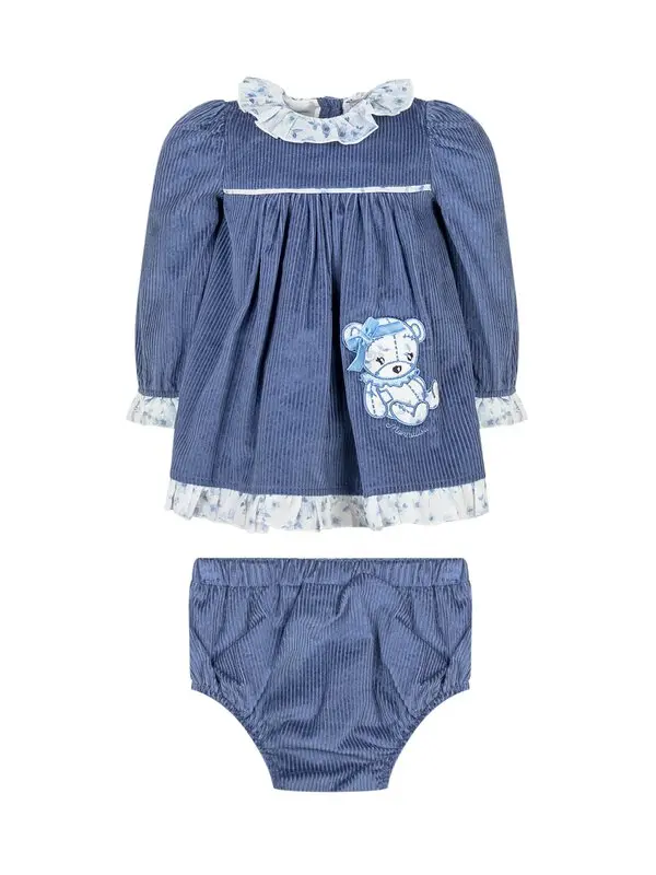 Monnalisa Velvet Suit With Teddy Bear