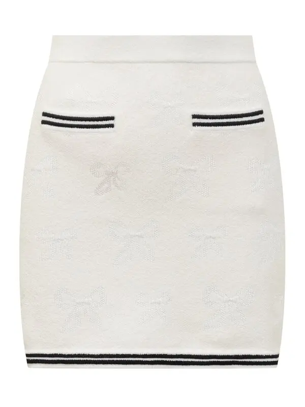SELF-PORTRAIT Chic Mini Jacquard Skirt - Cream