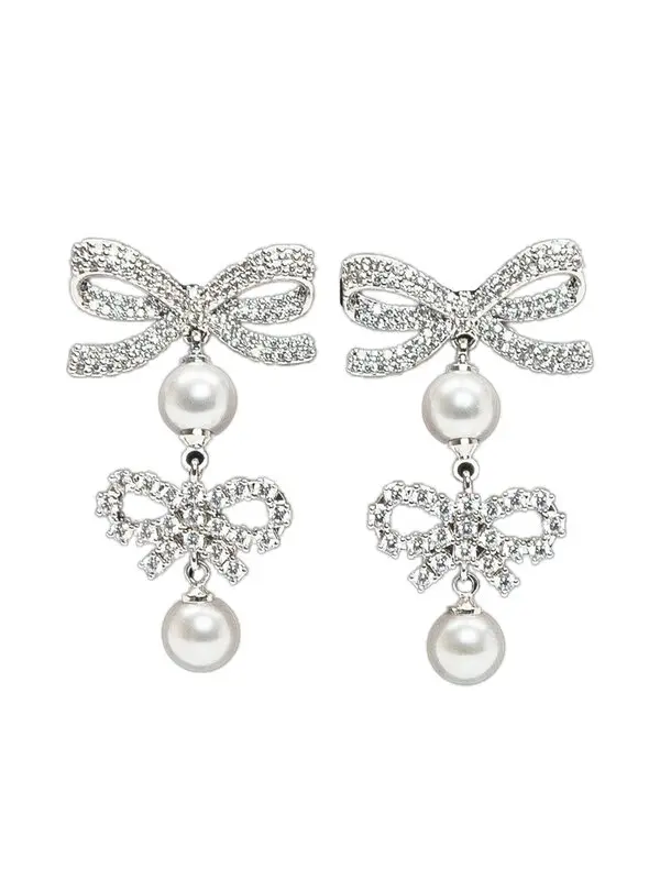 SELF-PORTRAIT Double Bow Earrings - Silver