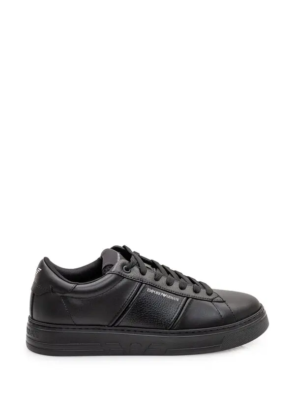 Emporio Armani Bovine Leather Sneakers - Black/black