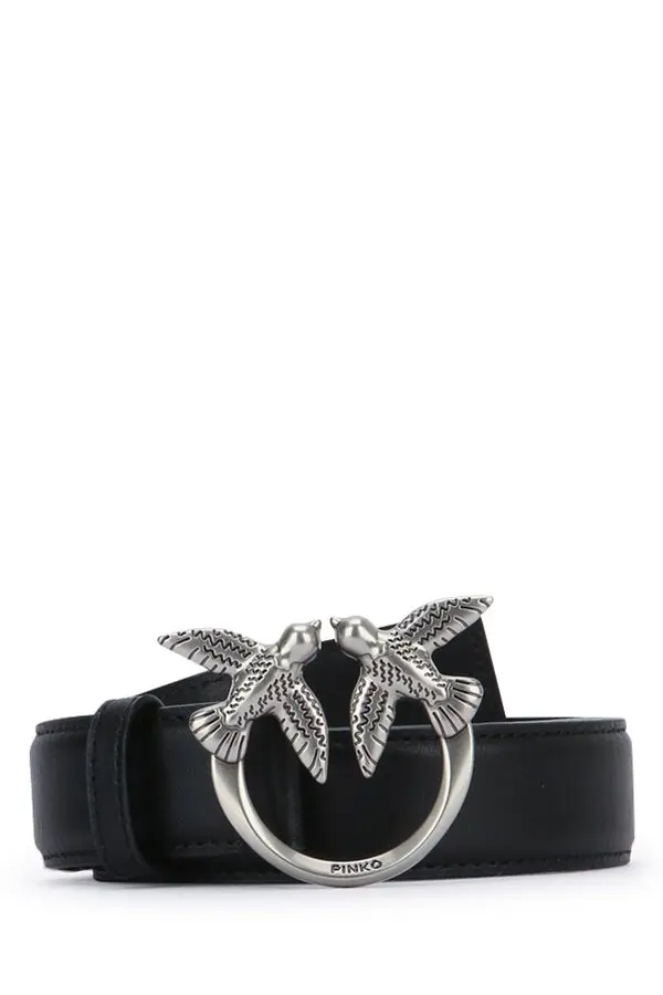Pinko Mini Love Leather Belt - Black