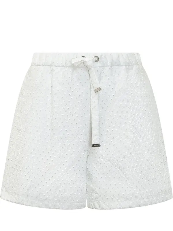 Moncler Textured Mini Shorts With Drawstring - Bianco