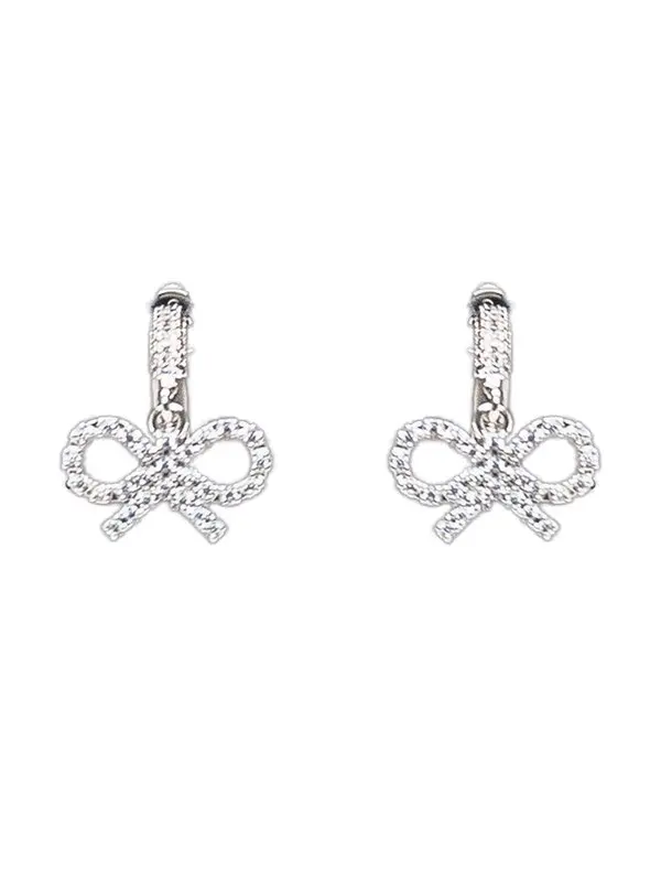 SELF-PORTRAIT Elegant Hoop Earrings With Bow Detail - Silver