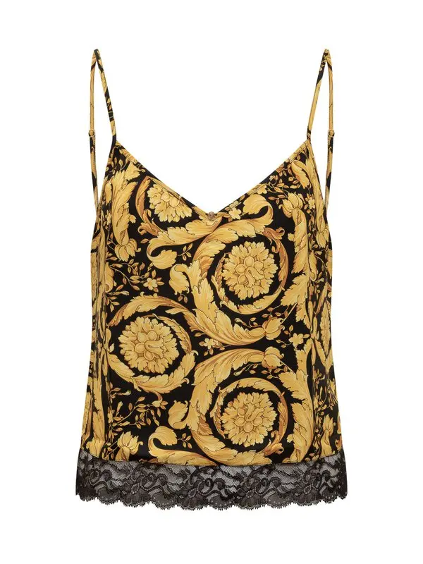 Versace Baroque Silk Tank Top - Nero Oro