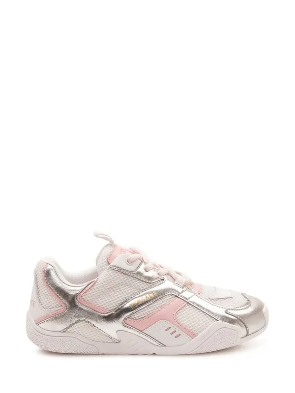 Versace Laminated Leather Sneaker - Silver/white/pink