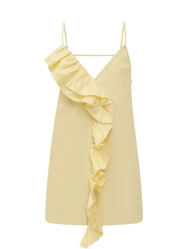 MSGM Stylish Sleeveless Mini Suit With Unique Applications - Yellow