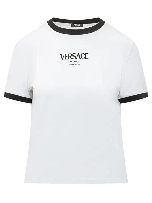 Versace Crewneck T-shirt With Logo - White-black