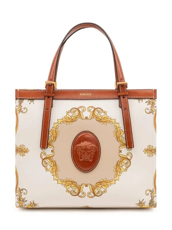 Versace Leather Tote Handbag - Multicolor/gold