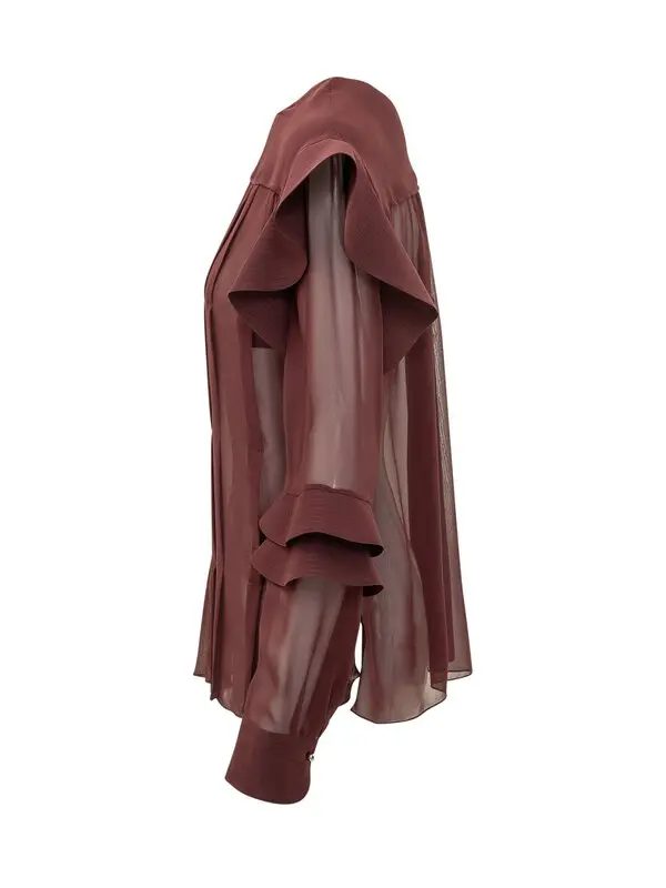 LANVIN Ruffle Silk Blouse With Mother-of-pearl Buttons