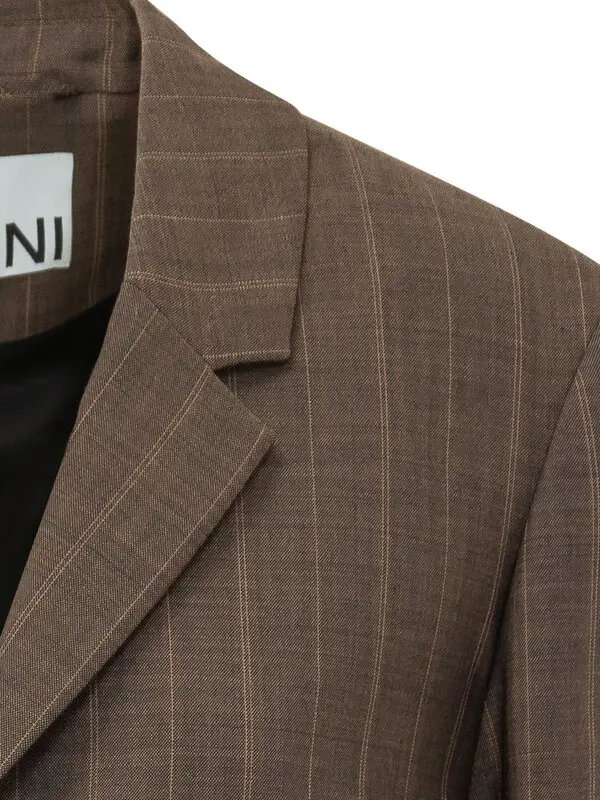 GANNI Striped Blazer - Rain Drum