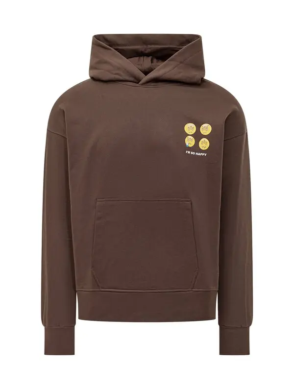 BARROW Cozy Hoodie With Smiley Print - Bracken