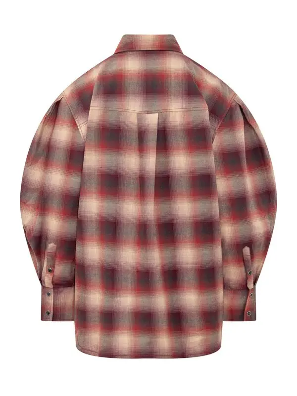 GANNI Fennel Check Shirt - Raspberry Wine