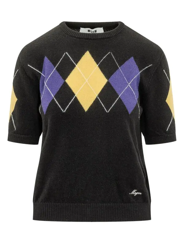 MSGM Argyle Knitwear - Black