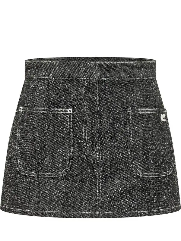 COURREGES Two-pocket Denim Mini Skirt - Black
