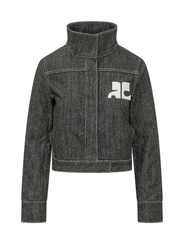 COURREGES Denim Tweed Jacket - Black