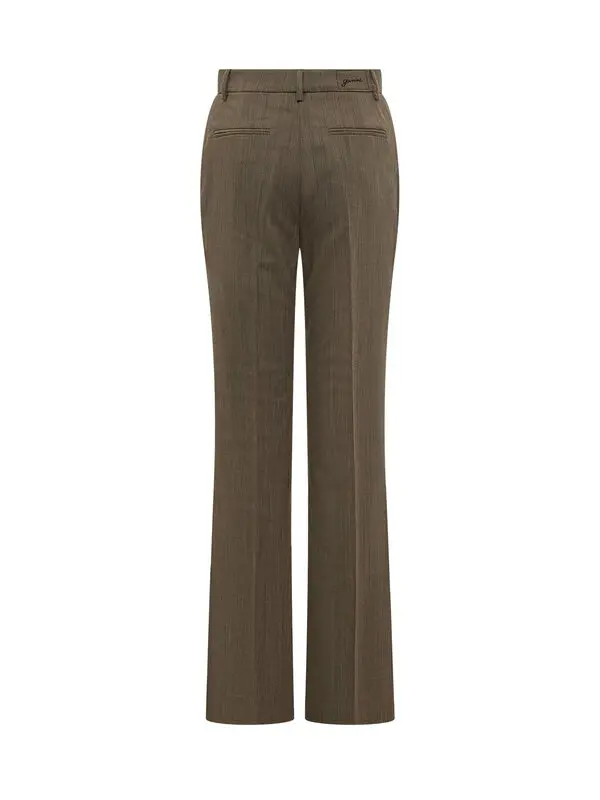 GANNI Wool Straight Paint Pants - Canteen