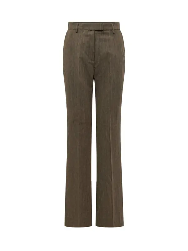GANNI Wool Straight Paint Pants - Canteen