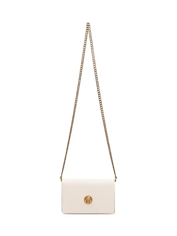 Versace Mini Lamb Leather Handbag With Gold-tone Hardware - White/gold