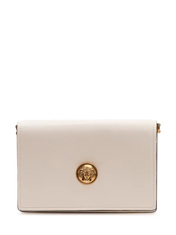 Versace Lamb Leather Handbag - White/gold