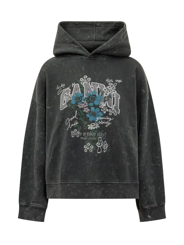 GANNI Cropped Hoodie - Phantom
