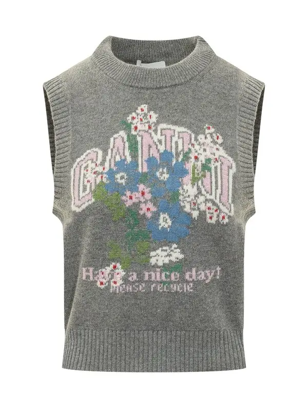GANNI Graphic Wool Vest - Paloma