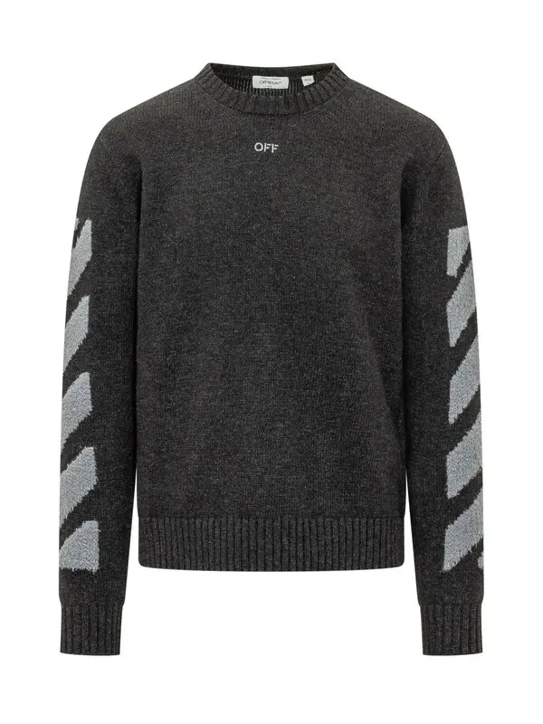 Off-White Diagonal Fuzzy Crewneck Sweater
