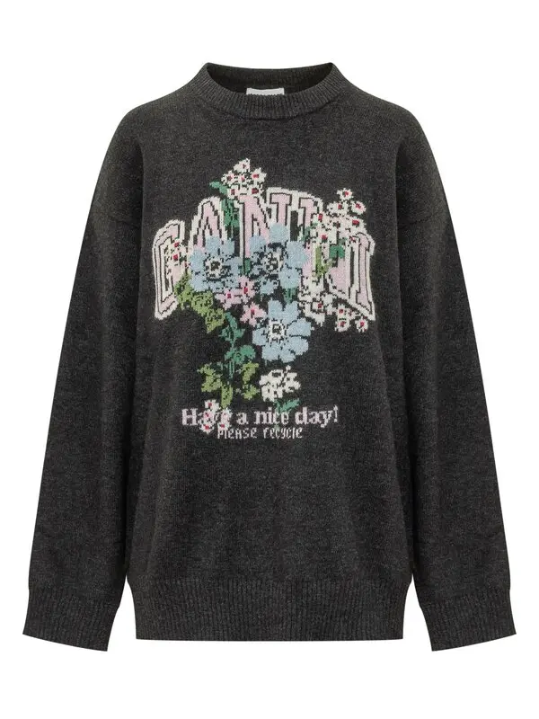 GANNI Oversized Knit Sweater - Phantom