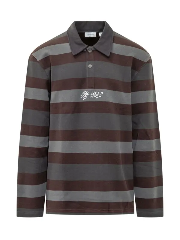 Off-White Long-sleeve Stroke Polo Shirt