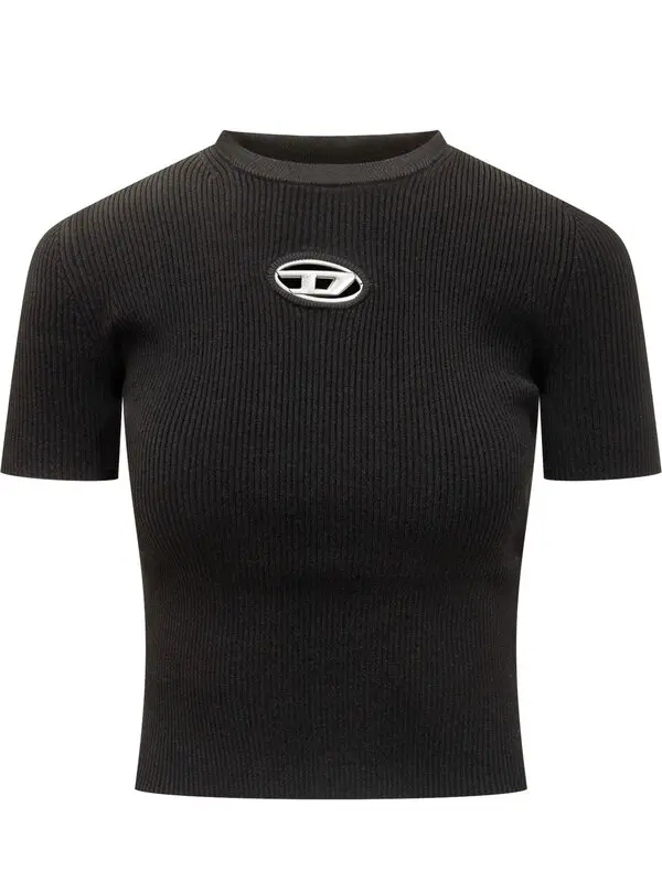 DIESEL® Fitted Front Logo Top - Nero