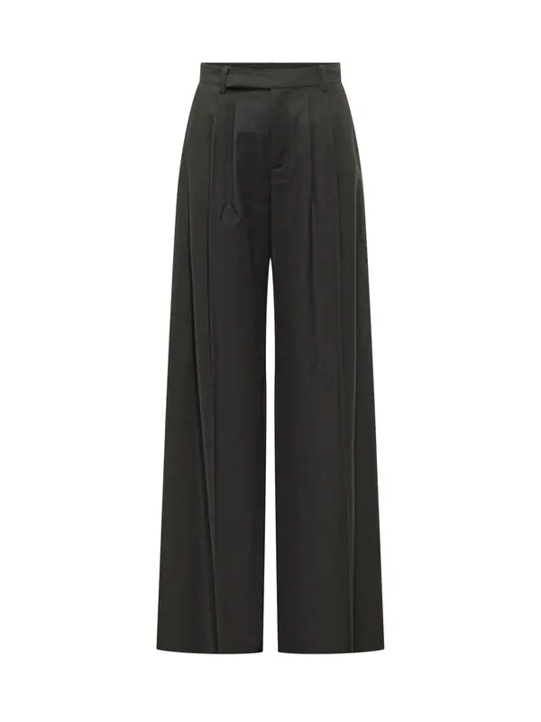 LE SULLY STUDIO Ample Drape Wool-blend Trousers - Nero