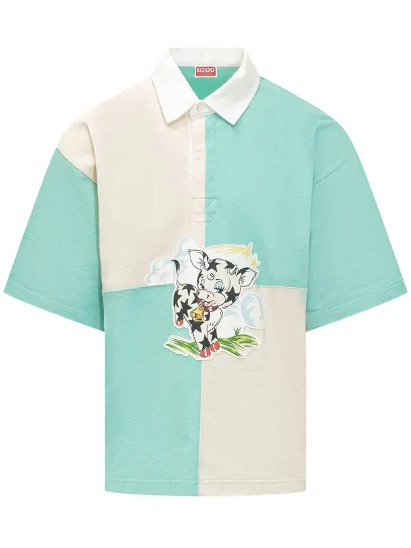 Kenzo Stamped Paint Polo - Acqua