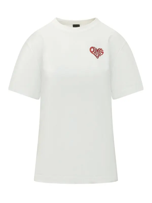 Pinko Heart Print T-shirt - Bianco/rosso