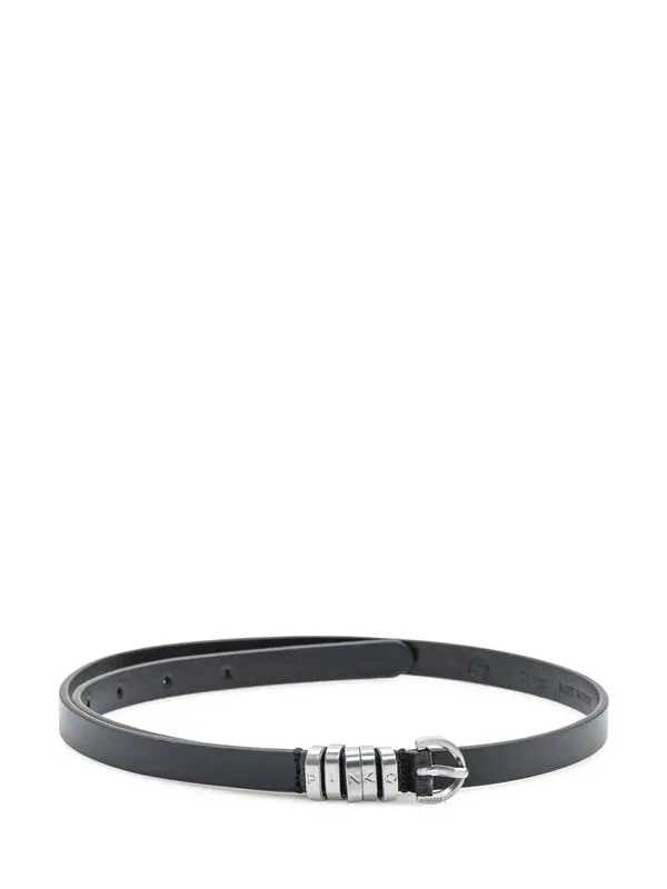 Pinko Logo Signature Leather Belt - Nero Limousine Silver