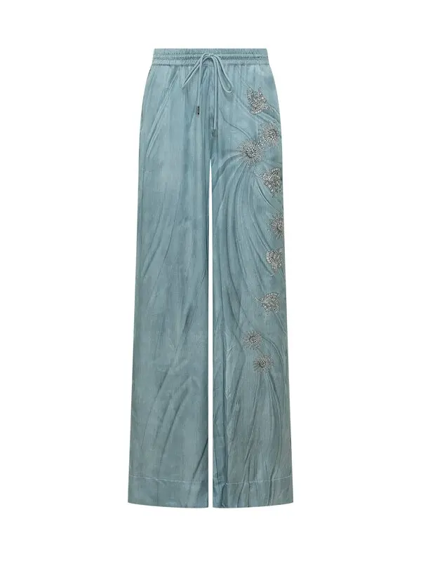 Pinko Viscose Trousers - Azzurro
