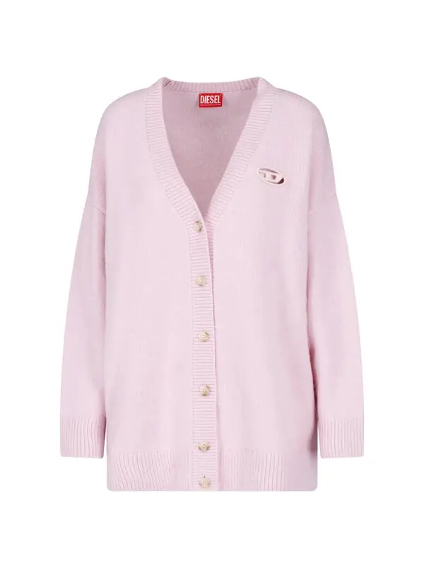 DIESEL® Oversized V-neck Cardigan - Pink
