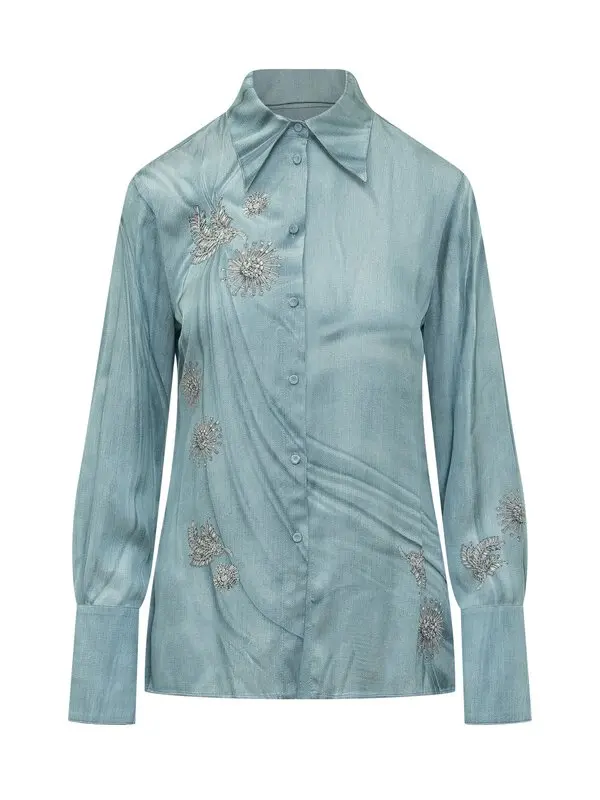 Pinko Embroidered Fluid Shirt - Azzurro