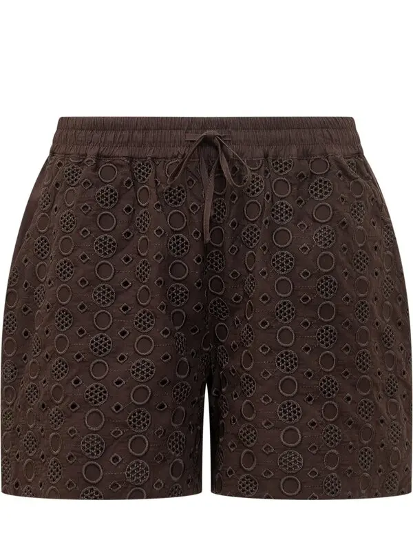 Pinko Embroidered Mini Shorts With Elegant Detailing - Marrone
