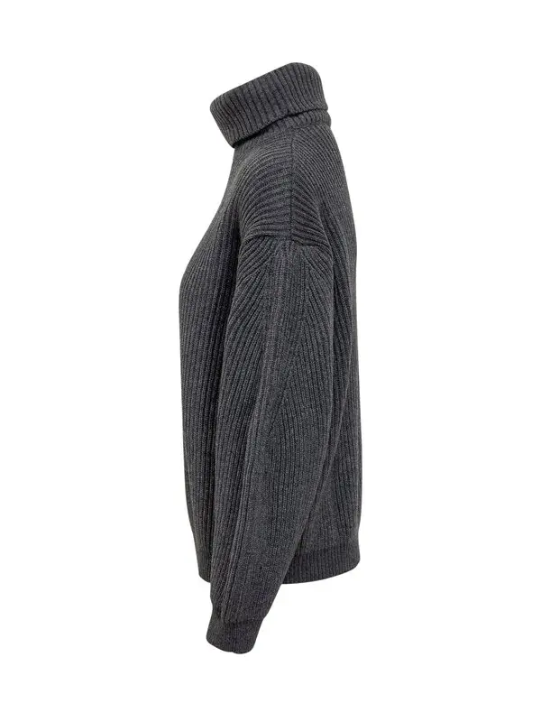 SEMICOUTURE Cashmere-blend Ribbed Turtleneck Pullover Sweater